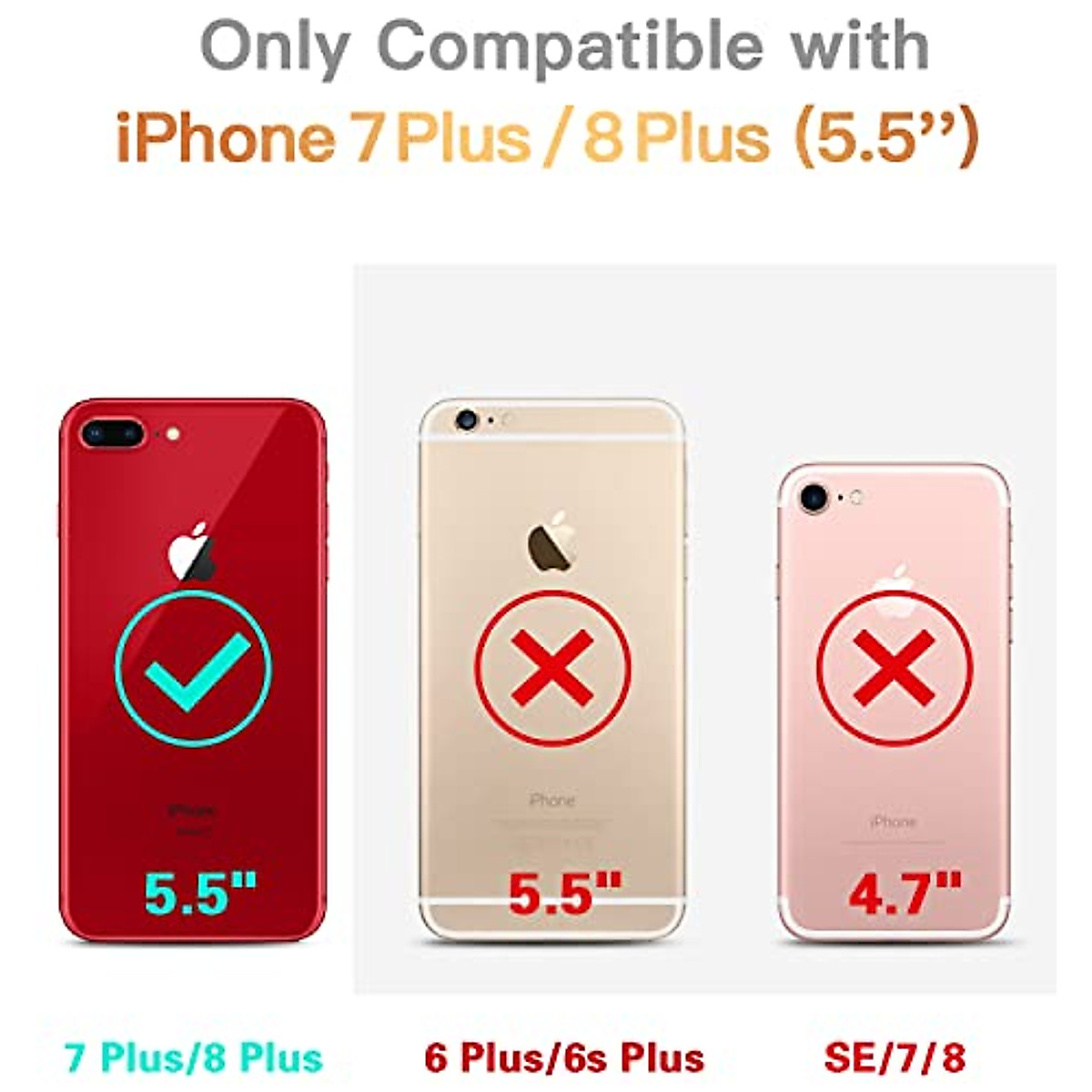 CANSHN Clear Designed for iPhone 8 Plus Case & iPhone 7 Plus Case, [Military Drop Protection] [Not Yellowing] Shockproof Protective Phone Case with Soft TPU Bumper, Slim Thin Case for iPhone 7/8 Plus