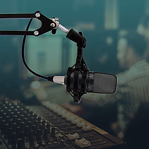 Pyle Suspension Microphone Boom Stand, Simple Clamp-Style Installation, Desktop Scissor Spring Arm Mic Stand w/ Shock Mount, Quick Setup & attached, Maximum Mic Arm Extension Dst= 2.26' ft.(PMKSH01)