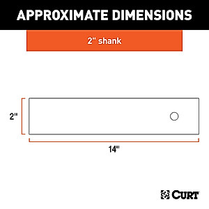 CURT 49531 2-Inch x 14-Inch Weld-On Raw Steel Trailer Hitch Bar Shank