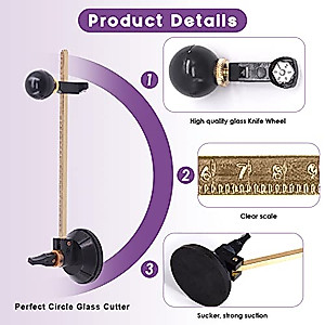 Swpeet 11Pcs Glass Cutter Tool Kit, Curve Jaw Glass Running Pliers with Rubber Tips, Pencil Oil Feed Carbide Tip Glass Cutter, Circular Glass Cutter, 2Pcs Blades with Oil Dropper and Screwdrive