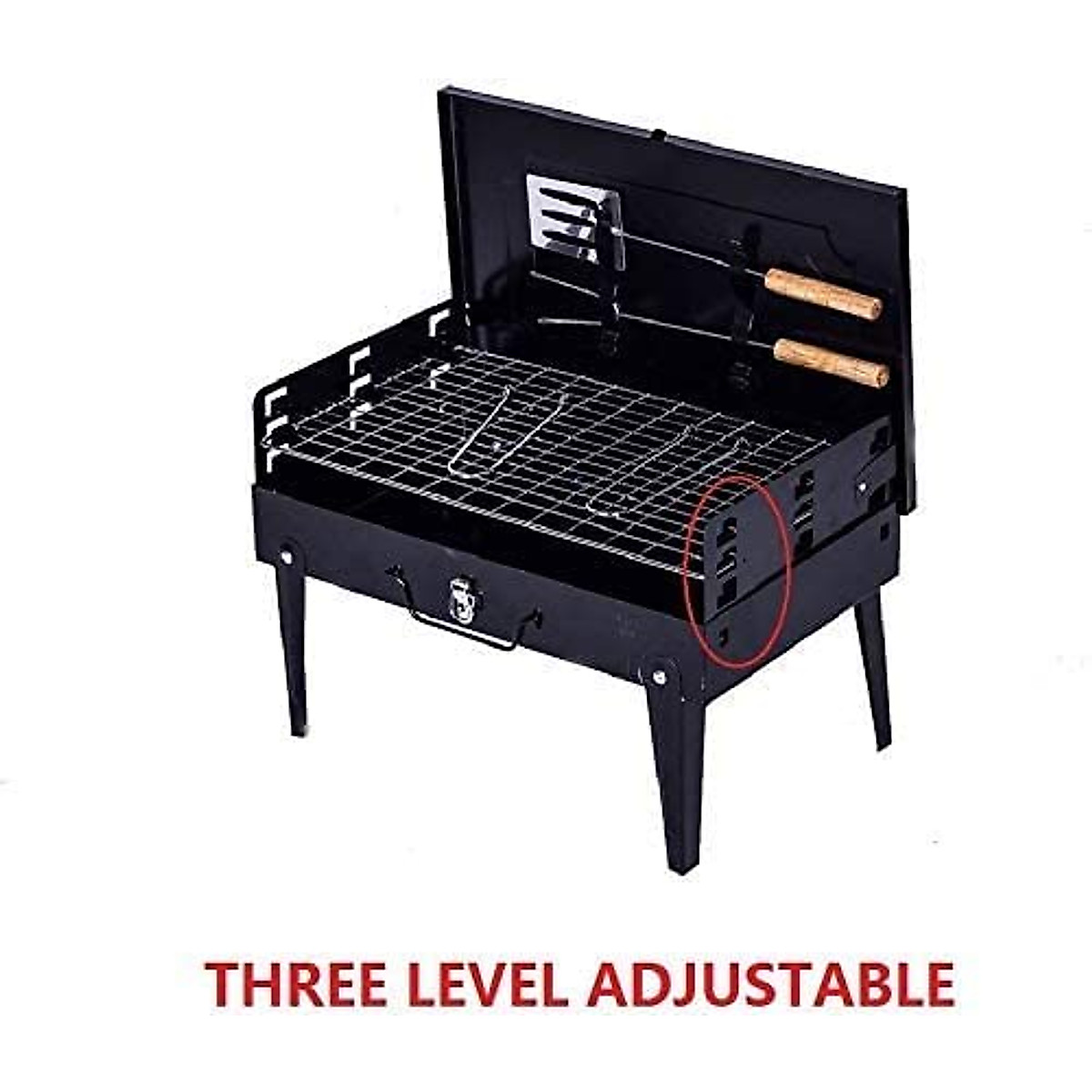 BBQ Grill Outdoor Charcoal Grill Barbecue Tool Set Portable Compact Design BBQ Grill for Outdoor Campers Travel Park Beach Party