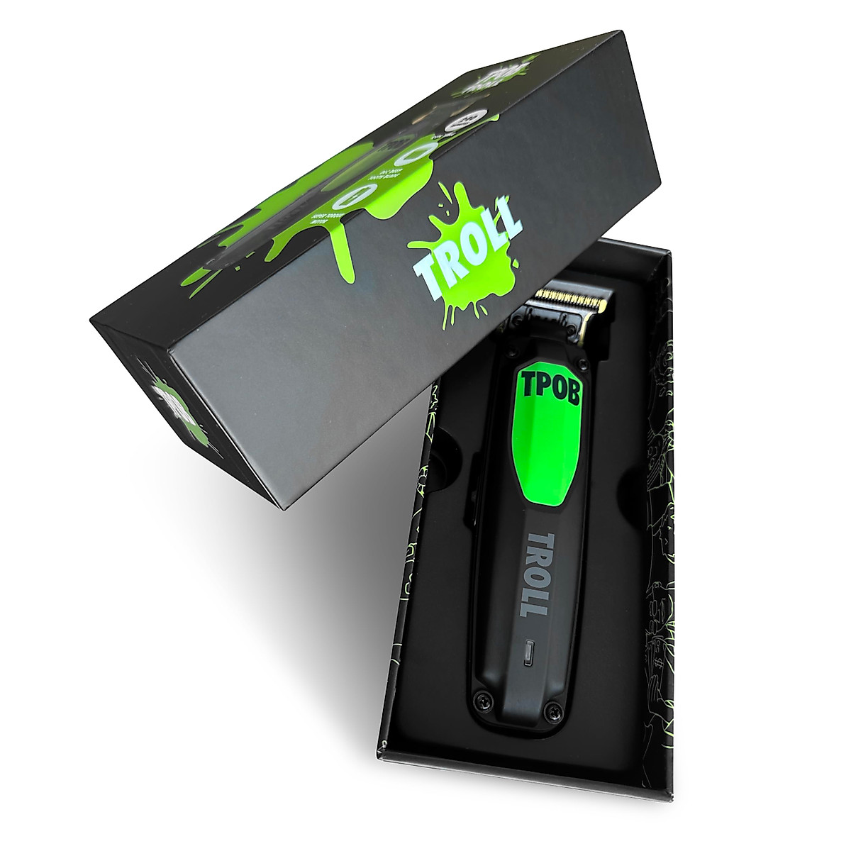 TPOB Troll with Psycho Blade Gold Professional Barber Trimmer 7000 RPM Super Torque Motor Perfect for Professional Haircuts and Beard Trims (Black/Green Trimmer)
