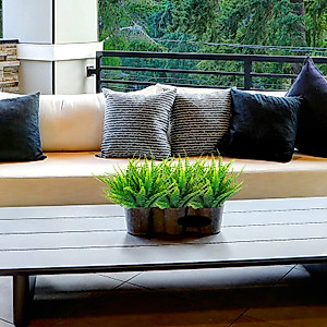 Helsens 18 Pcs Artificial Ferns Plants Bushes Fake Boston Fern Shrubs Plastic Plant Greenery for Outdoor Indoor Home Garden Decor