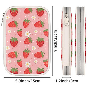 DJYQBFA Strawberry Pencil Case Pouch Multifunctional Cute Pu Leather Pen Holder with Zipper Stationery Pen Bag