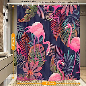 Aglebo Shower Curtain Abstract Flamingos Fabric Shower Curtain Set with 12 Hooks Water-Proof 72 * 72 Inches for Bathroom Beach Caravan Hotel