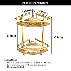 IRDFWH Bathroom Gold Shelf Shower Wall Mounted Corner Basket Shampoo Storage Wall Bathroom Shelf