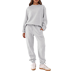 ANRABESS Women's Two Piece Outfits Lounge Set Long Sleeve Crewneck Sweatshirt Jogger Pants Tracksuit Sweatsuit 2024 Fall Sets Small