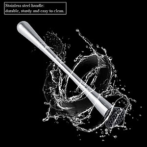 Long Handle Stainless Steel 29cm/11.42in Muddler Bar Tool Cocktail Muddler Mojito Fruit Mixer DIY Drink Wine Barware Tool, Silver