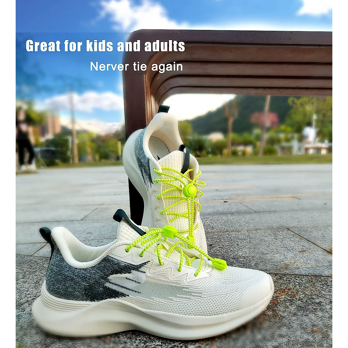 VESONNY Elastic No Tie Shoelaces - Reflective Shoe laces for Kids and Adults (white)