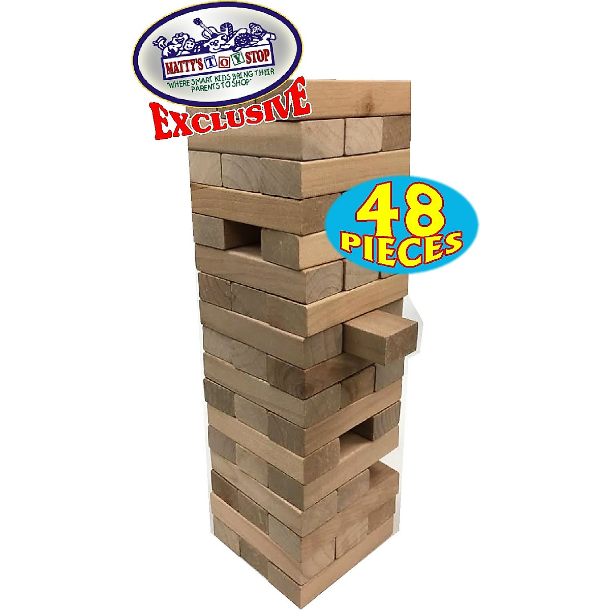 Matty's Toy Stop Wooden Tower Deluxe Stacking Game with Exclusive Storage Bag