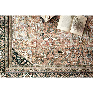 Loloi II Wynter Collection WYN-02 Auburn/Multi 5'-0" x 7'-6", 13" Thick, Area Rug, Soft, Durable, Printed, Vintage Inspired, Low Pile, Non-Shedding, Easy Clean, Living Room Rug