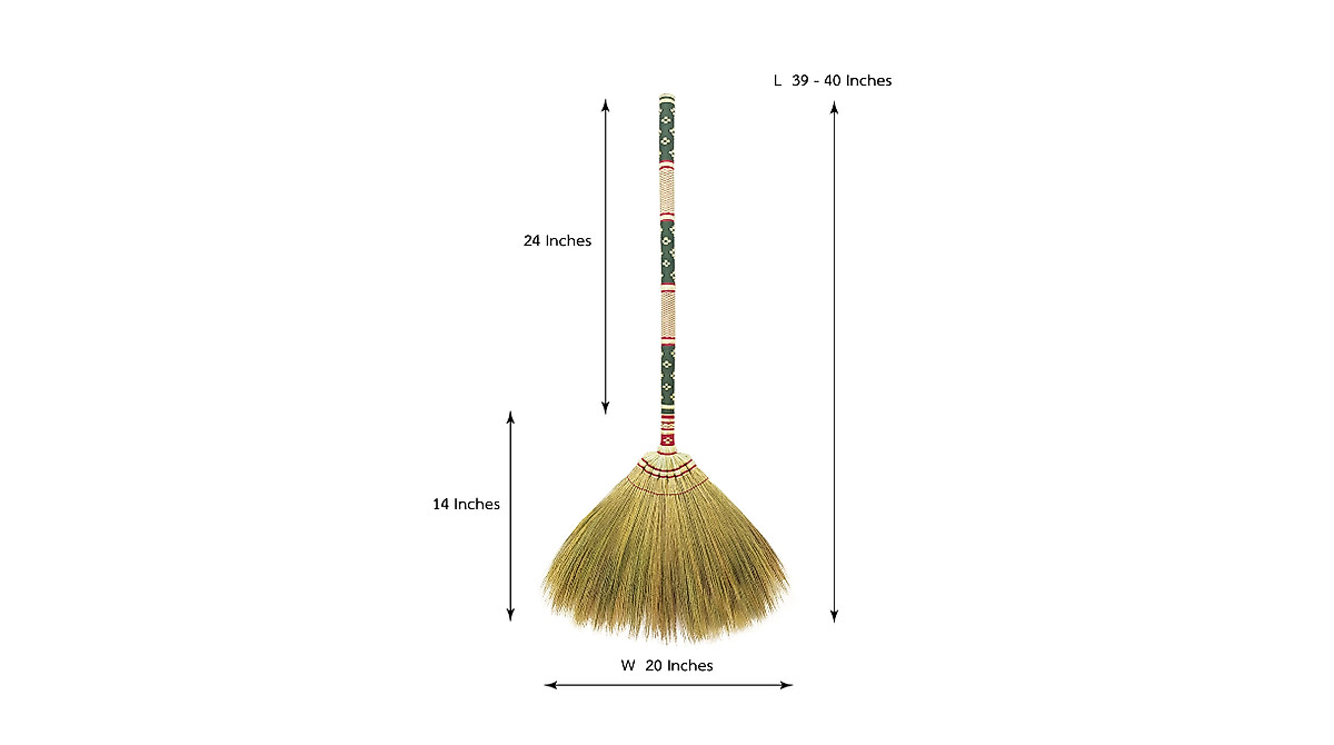 Vintage Thai Grass Broom for Deep Cleaning and Decor