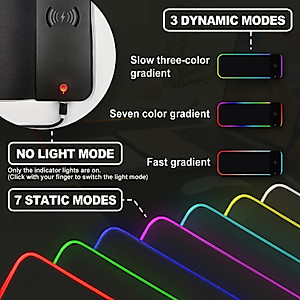 PhoeniXeries RGB Wireless Charging Mouse Pad 15W, XL 900x300x4MM Mouse Mat, RGB Mouse Pad with Wireless Charging, Keyboard Mat for Gaming
