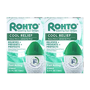 Rohto Fast Acting Redness Reliever Cooling Eye Drops, 0.4 Oz (2 Pack)