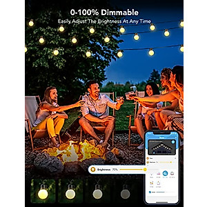 Govee Outdoor Lights, 50ft G40 APP Control String Lights with 6 Scene Modes, IP65 Waterproof Shatterproof Outdoor String Lights with 25 Dimmable Warm White LED Bulbs for Balcony, Backyard, Party