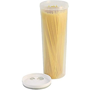 zaizai Spaghetti Tub Dispenser - Plastic Pasta Container Rotating Blue Lid Kitchen Food Storage Tank, Noodle Storage Box, Whole Grain Storage Tank, Fresh-Keeping Storage Box Storage Tank