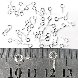 300PCS Small Screw Eye Pins,10 x 5mm Eye pins Hooks,Mini Screw Eye Pin Peg for Arts & Crafts Projects,Self Tapping Screws Hooks Ring for Cork Top Bottles & Charm Bead & DIY Jewelry Making (Silver)