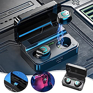 MIANHT Sport and Work Wireless Earbuds Bluetooth Headphones in Ear with Bluetooth 5.2 Deep Bass LED Display Fingerprint Control IPX7 Waterproof Earbuds