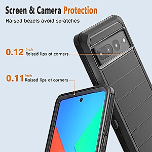 NIFFPD Designed for Google Pixel 7 Pro Case with Belt Clip & Kickstand, Full-Body Triple Layers Rugged Case for Pixel 7 pro 5G 6.7 inch Phone (Black)