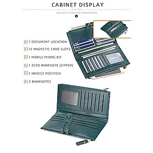 MICROSEVEN Women's Women Large Capacity Leather Double Zipper Long Purse Wallet Phone Bag (Baby Pink)