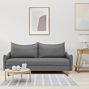 Loveseat Sofa, Upholstered Love Seat Couch Living Room Furniture Modern Sofa Couch Polyester Fabric Two Seater Comfy Couch Tool-Free Assembly For Bedroom, Apartment Small Spaces (Light Grey)