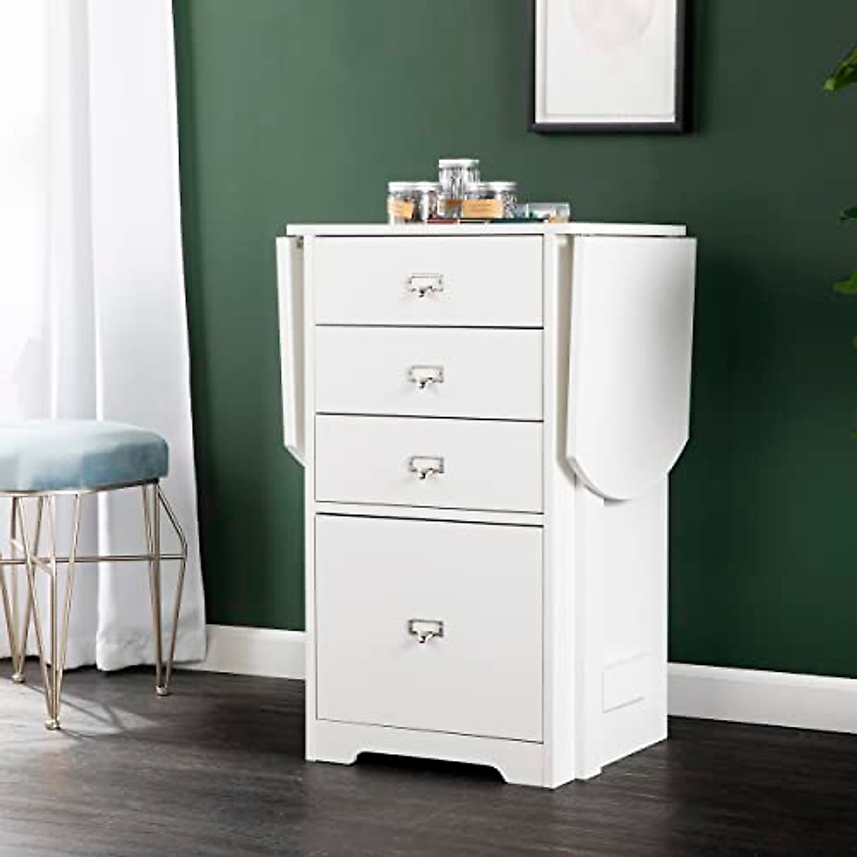 SEI Furniture Fold-Out Organizer Convertible Desktop Craft Desk, White