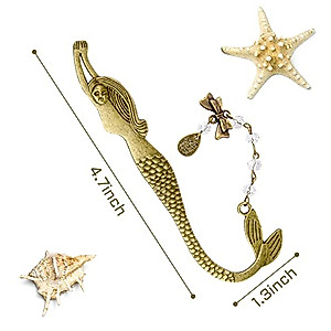 Koogel Metal Bookmark,Mermaid Bookmark with A String of Beads Christmas gift for Women, Kids, Writers, Readers, Teachers, Birthday Gifts