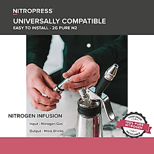 Hatfields London NitroPress Coffee Nitrogen Chargers, Use with NitroPress Instant Nitrogen Diffuser for Nitro Cold Brew Coffee (40 Cartridges)