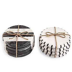Mud Pie Stripe Black White Coasters, 4" dia