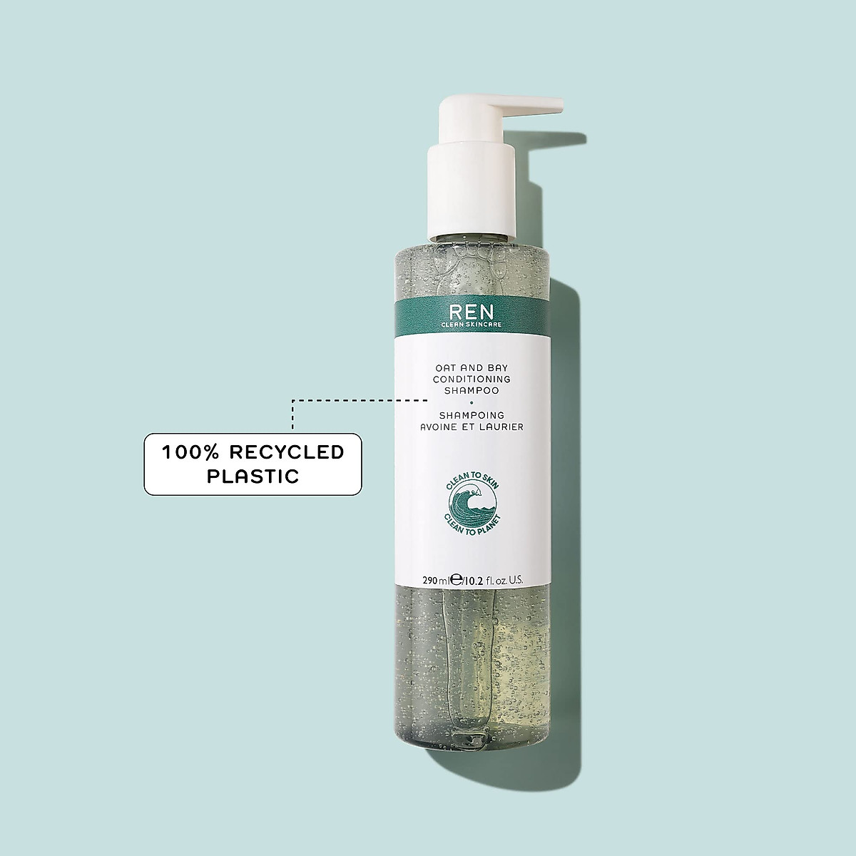 REN Clean Skincare Oat and Bay Conditioning Shampoo, Moisturizing, Sulfate-Free Shampoo for All Hair Types, 10.2 Fl Oz