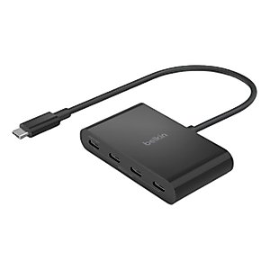 Belkin Connect USB-C™ to 4-Port USB-C Hub, Multiport Adapter Dongle with 4 USB-C 3.2 Gen2 Ports & 100W PD with Max 10Gbps High Speed Data Transfer for MacBook, iPad, Chromebook, PC, and More, Black