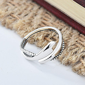 Jemant Ring For Women Adjustable Silver Hip Hop Kpop Fashion Twist Chain Rope Unique 3 Pc Stacked Ring Set (Silver)