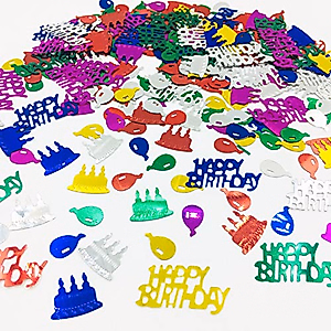 Happy Birthday Confetti Sprinkles Table Scatters For Birthday Party Decoration DIY Arts and Crafting Metallic Foil Confetti-Multi Color 1.5 Ounce/Package