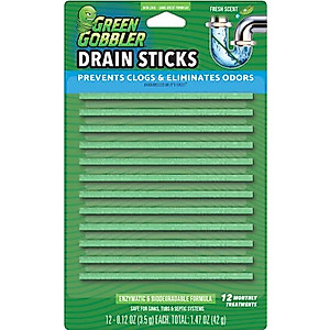 Green Gobbler BIO-FLOW Drain Strips | 12 Pack | Drain Cleaner & Deodorizer