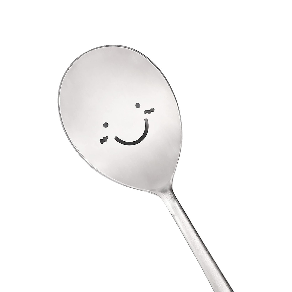 BAPMOO Korean Chopsticks and Spoon Set Combinations Reusable Long Handle Metal Stainless Steel Good for Gift Happy Face & Hangul Characters Engraved Silver