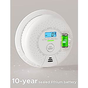 X-Sense Smoke and Carbon Monoxide Detector Combo, Wireless Interconnected Combination Smoke and Carbon Monoxide Detector with LCD Display & 10-Year Battery, RF Interconnected Model, 1-Pack