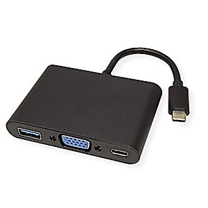 Value 12993201 usb3.1 Display Adapter – Type C to VGA + USB 3.0 A Type C (Power Delivery) Black