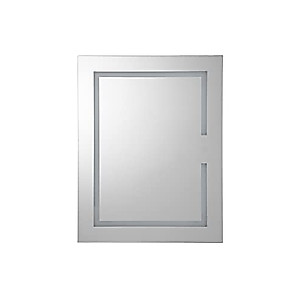 Croydex Caballo LED Aluminum Bathroom Storage Vanity Mirror with Lights Easy to Fit Hang 'N' Lock Bracket Recessed or Surface Mount Medicine Cabinet Organizer, 20W x 26H