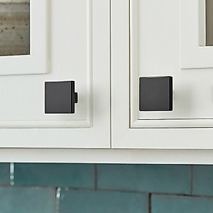 TUNNY 10 Pack Square Solid Cabinet Knobs - Matte Black Furniture Hardware Handles for Kitchen Cabinets Bedroom Dresser Wardrobe Cabinet Pulls