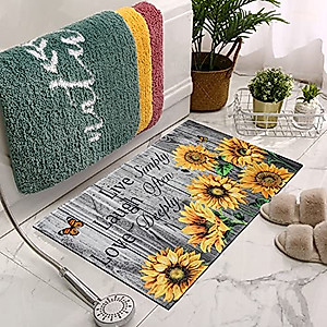 Sunflower Kitchen Rugs and Mats 2 Pieces Sunflower Rugs Set for Kitchen Rug Retro Sunflower Kitchen Rugs Sets Non-Slip Floor Mat Doormat Runner Rug for Kitchen, Laundry, Living Room, Front Door