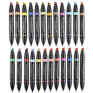 Prismacolor 97 Premier Double-Ended Art Markers, Fine and Chisel Tip, 24-Count with Carrying Case