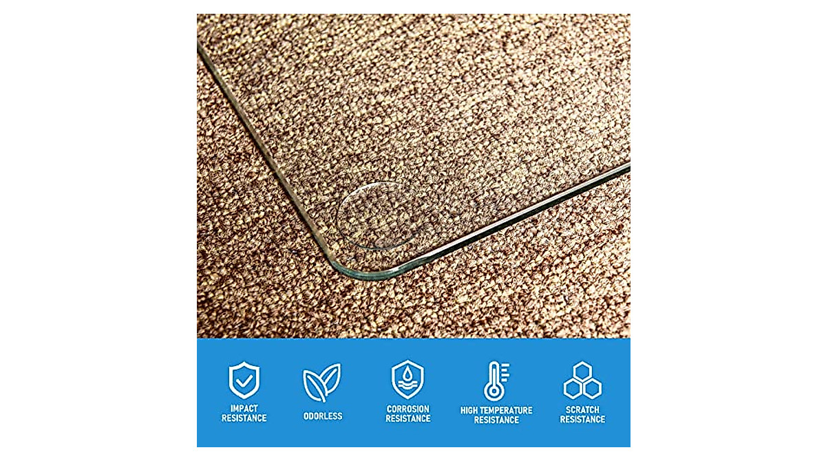 GLSLAND Tempered Glass Office Chair Mat 36x46 Clear & Slip-Resistant
