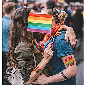 Ooopsiun 80 Pcs Rainbow Temporary Tattoos -10 Sheets Pride Tattoos Flower/Heart/Rainbow Tattoos for Pride Festivals