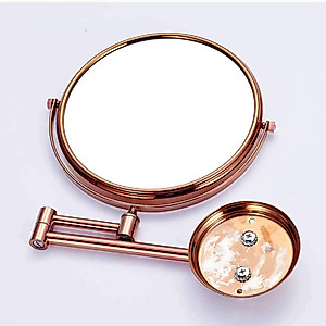 KARAOT Round Mirrors for Walls, 3X Magnification, Normal Double-Sided Bathroom Vanity Mirror Swivel, Extendable Folding, 360° Free Rotation, for Shaving, Makeup