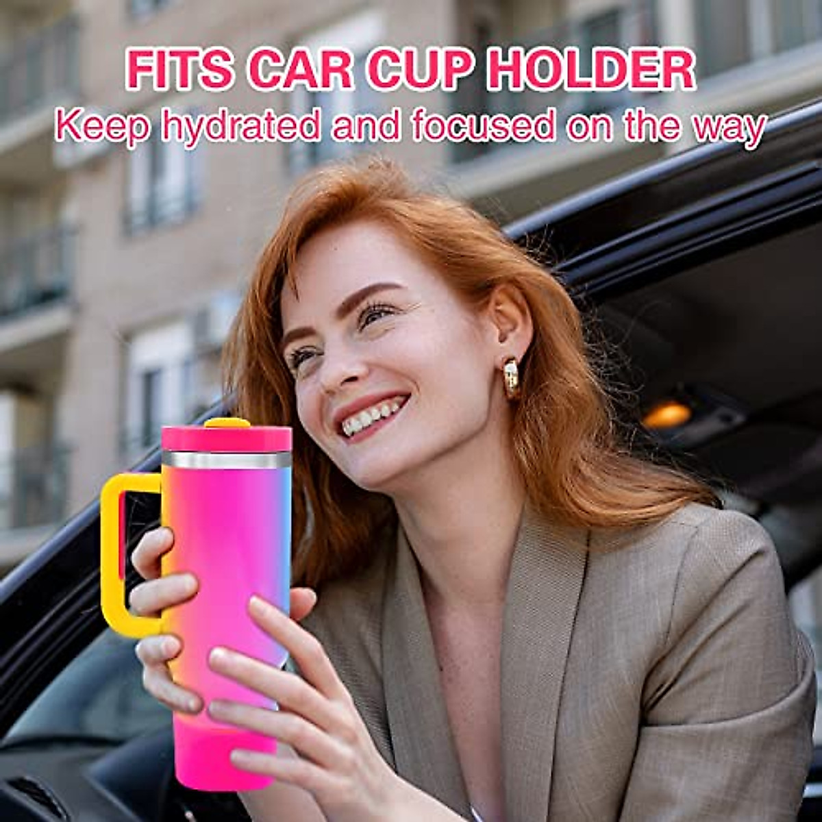 nailastro 40 oz Tumbler with Handle and Straw Lid, Reusable Stainless Steel Insulated Tumblers with Silicone Boot, Travel Mug Water Bottle Iced Coffee Cup,Large Capacity Car Cup - Gift for Women Men