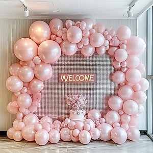 Pearl Pink Balloons Double Stuffed Light Pink Balloons Thick Latex Macaron Baby Pink Different Sizes 18/12/5in Pastel Pink Balloon Arch Kit For Baby Shower Wedding Birthday Party Decor