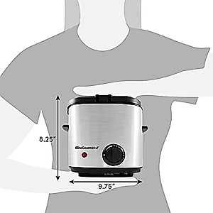 Elite Gourmet EDF1550 Electric 1.5 Qt. / 6 Cup Oil Capacity Deep Fryer, Adjustable Temperature, Removable Basket, Lid with Viewing Window, Stainless Steel