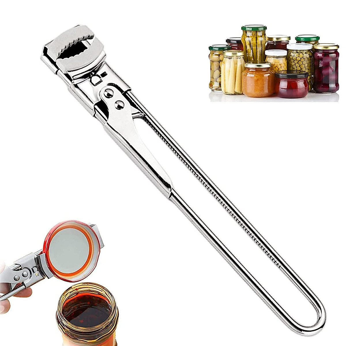 Jar & Bottle Opener, Automatic Jar Opener for Arthritis, Weak Hands, Bottle Opener for Arthritic Hands, Adjustable Multifunctional Stainless Steel Can Opener Jar Lid Gripper, Manual Jar Bottle Opener