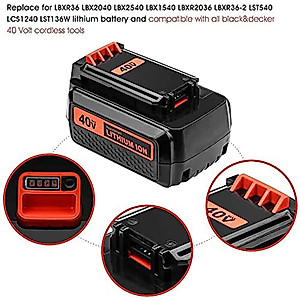 40V 3.0Ah Replacement Battery for Black and Decker 40V Battery LBX2040 LBXR36 LBXR2036 LST540 LCS1240 LBX1540 LST136W Compatible with Black Decker 40V String Trimmer Mower Tools(Orange)
