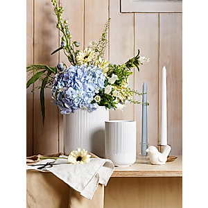 LE TAUCI Utensil Holder, 7.3"+5.4" Ceramic Kitchen Utensil Holder for Countertop, Large Cooking Utensil Crocks for Kitchen Counter, Morden Utensil Organizer for Spatula, Kitchen Decor, Set of 2, White